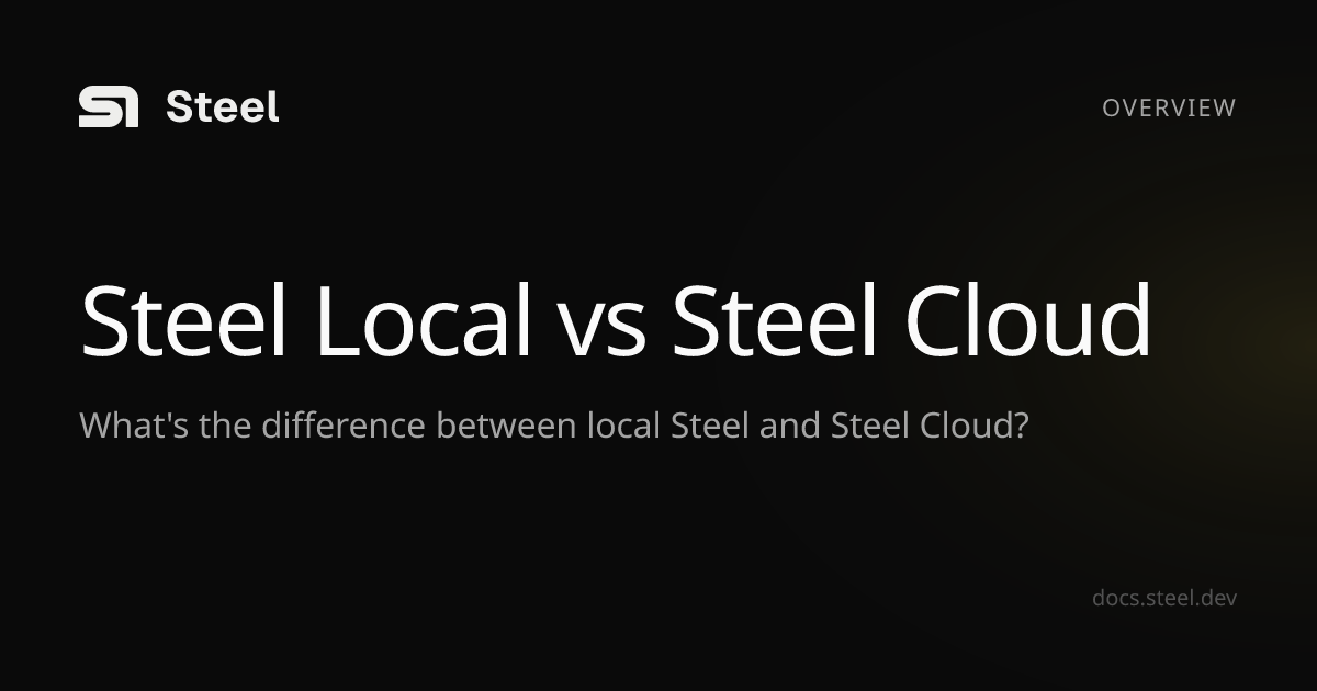 Steel Local vs Steel Cloud | Steel Docs